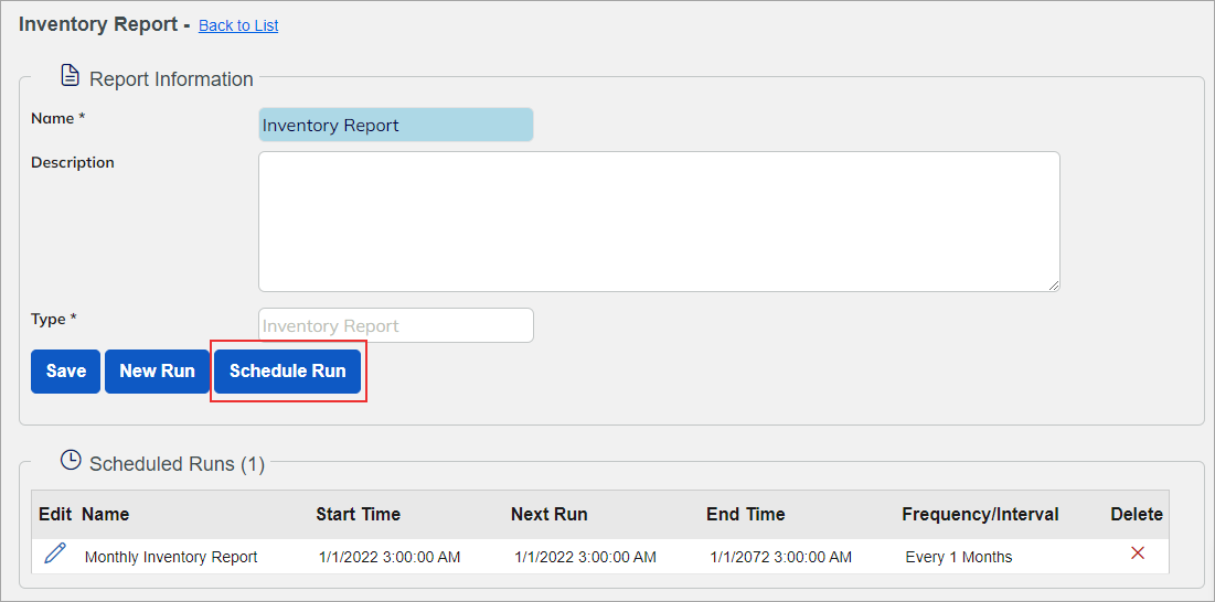 How do I schedule Report Runs?