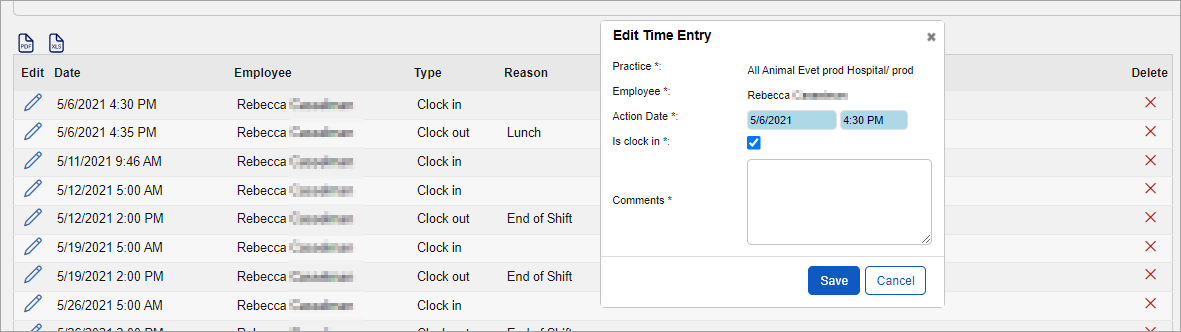 Employee Time Clock / Timecard