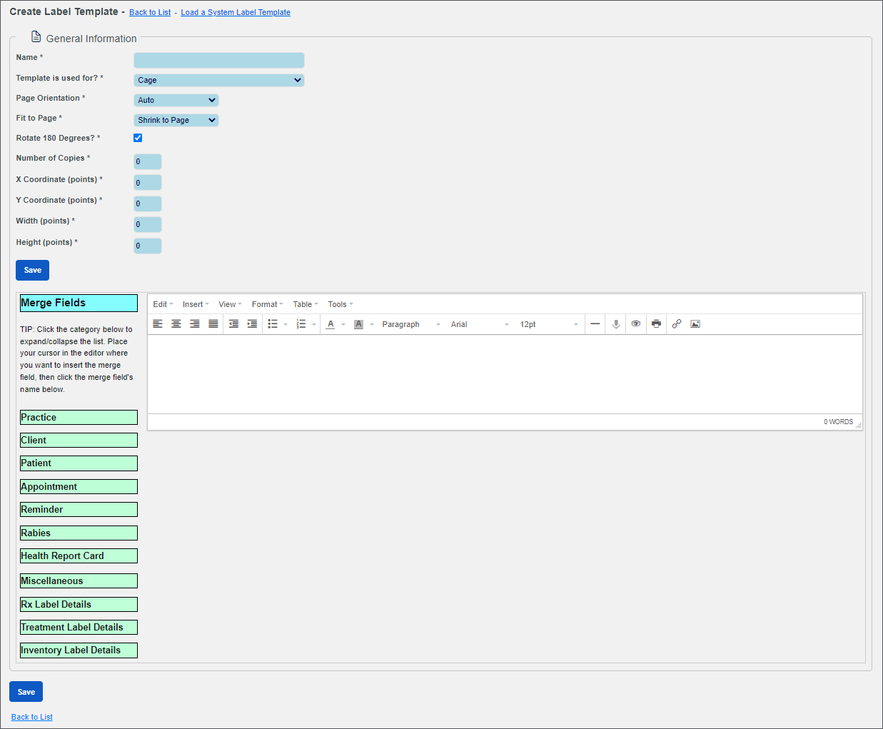 How do I create a label template?