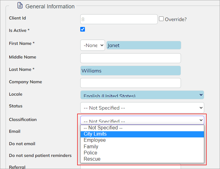 How do I set up tax rates using client classifications?