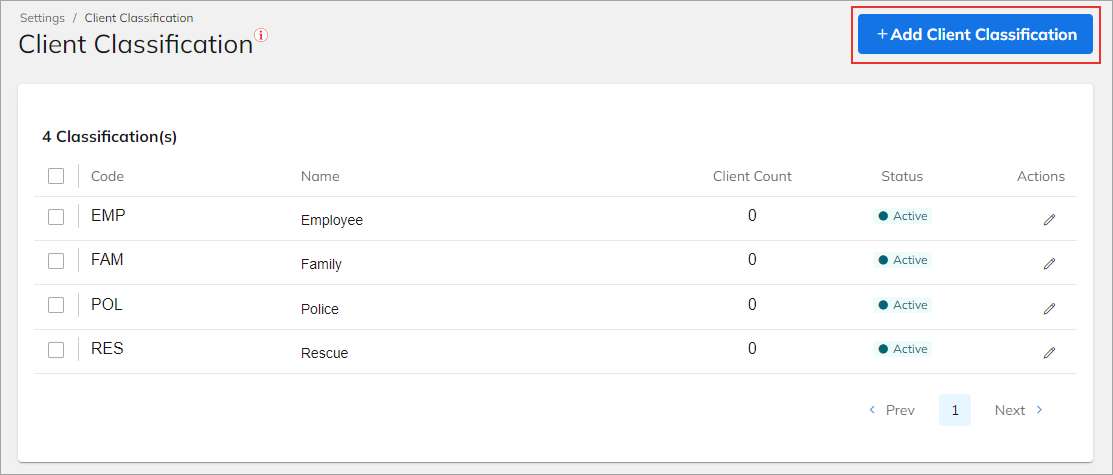 How do I set up tax rates using client classifications?