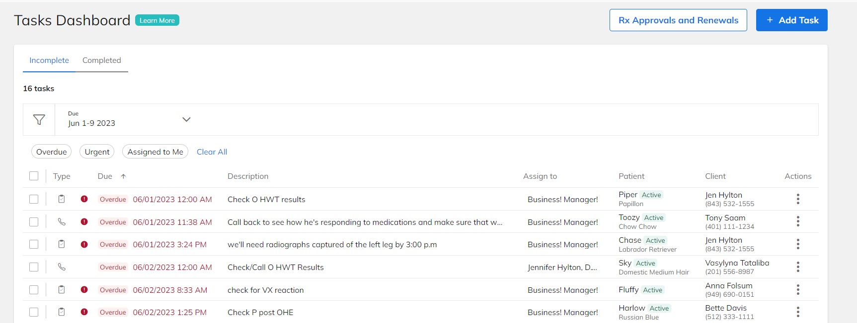 Pulse™ Tasks Dashboard