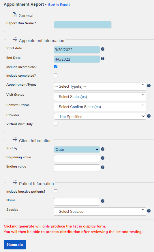 How do I configure and run the Appointment report in Pulse?