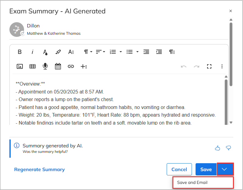 Covetrus AI Post-Visit Summary