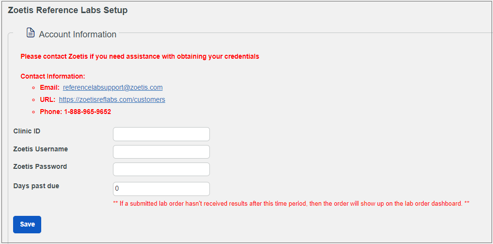 How do I set up and configure the integration with Zoetis Reference Labs?