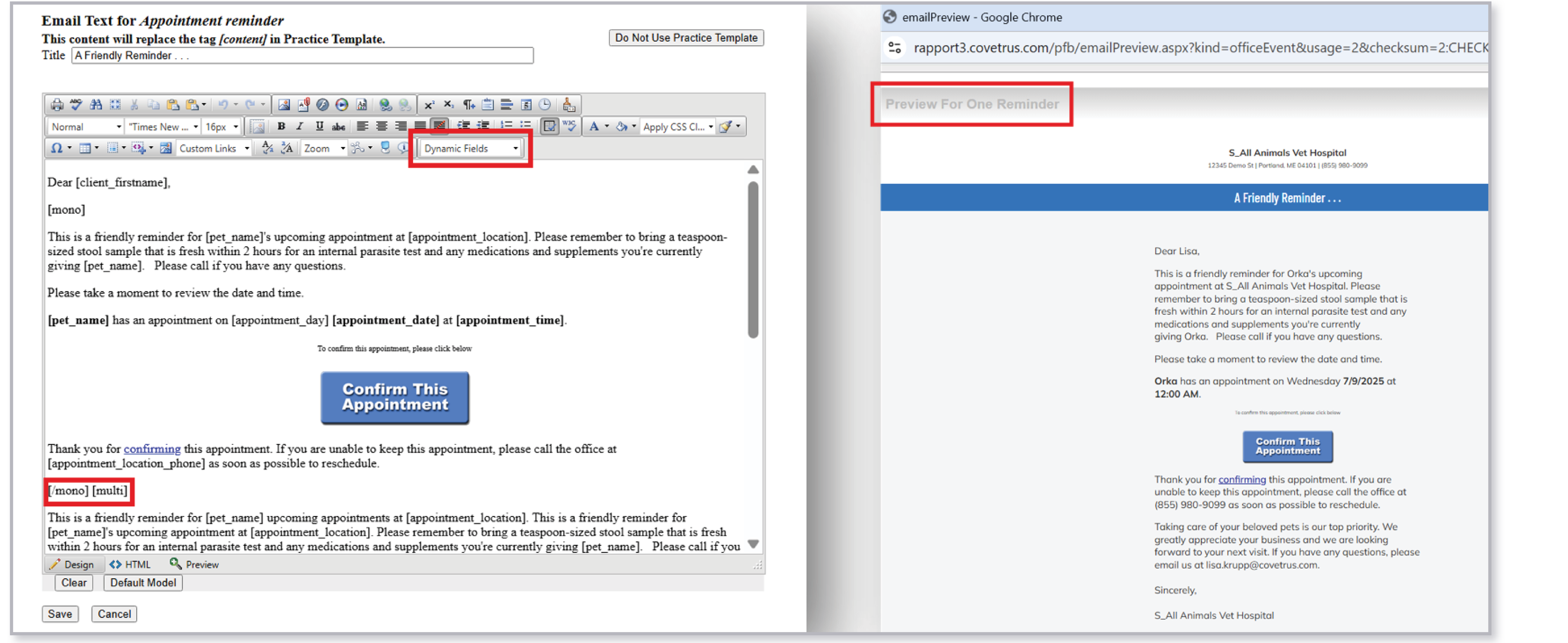 Covetrus® Comms: How to Set Up Email Reminders (Models)