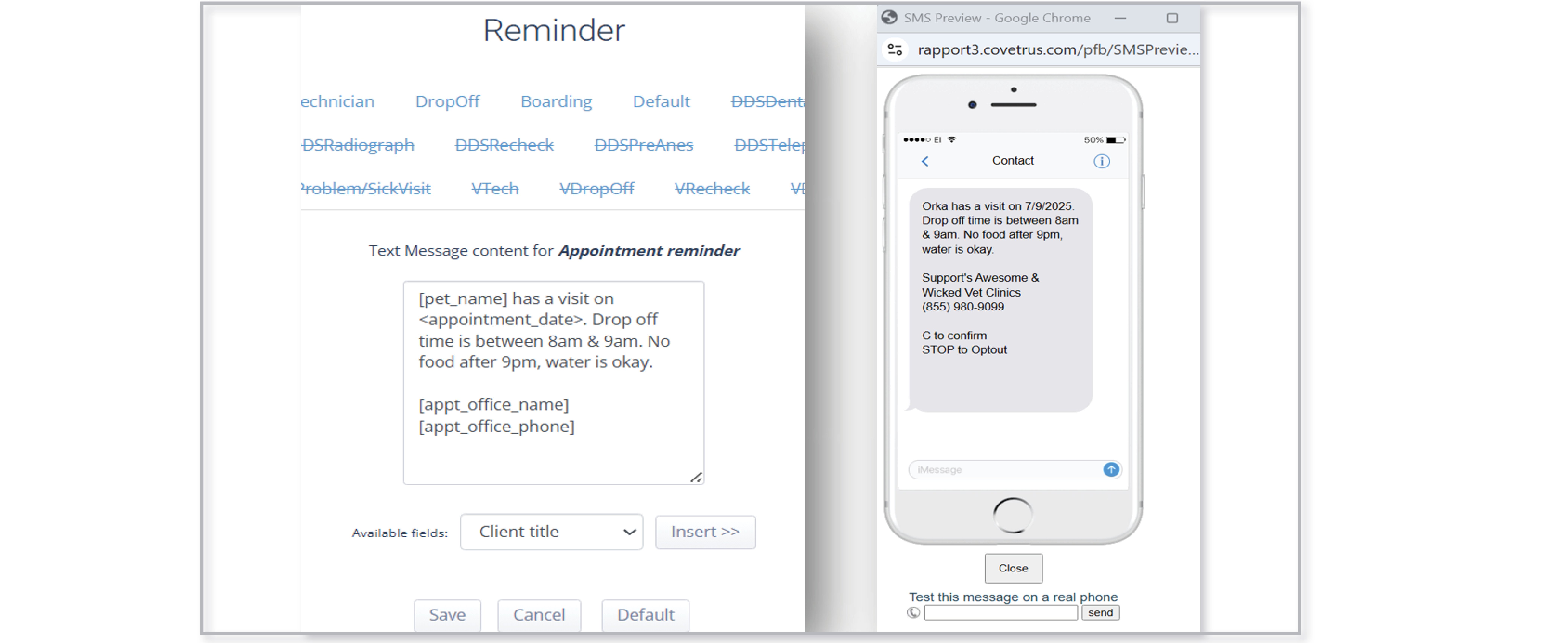 Covetrus® Comms: How to Set Up Text Message Reminders (Models)